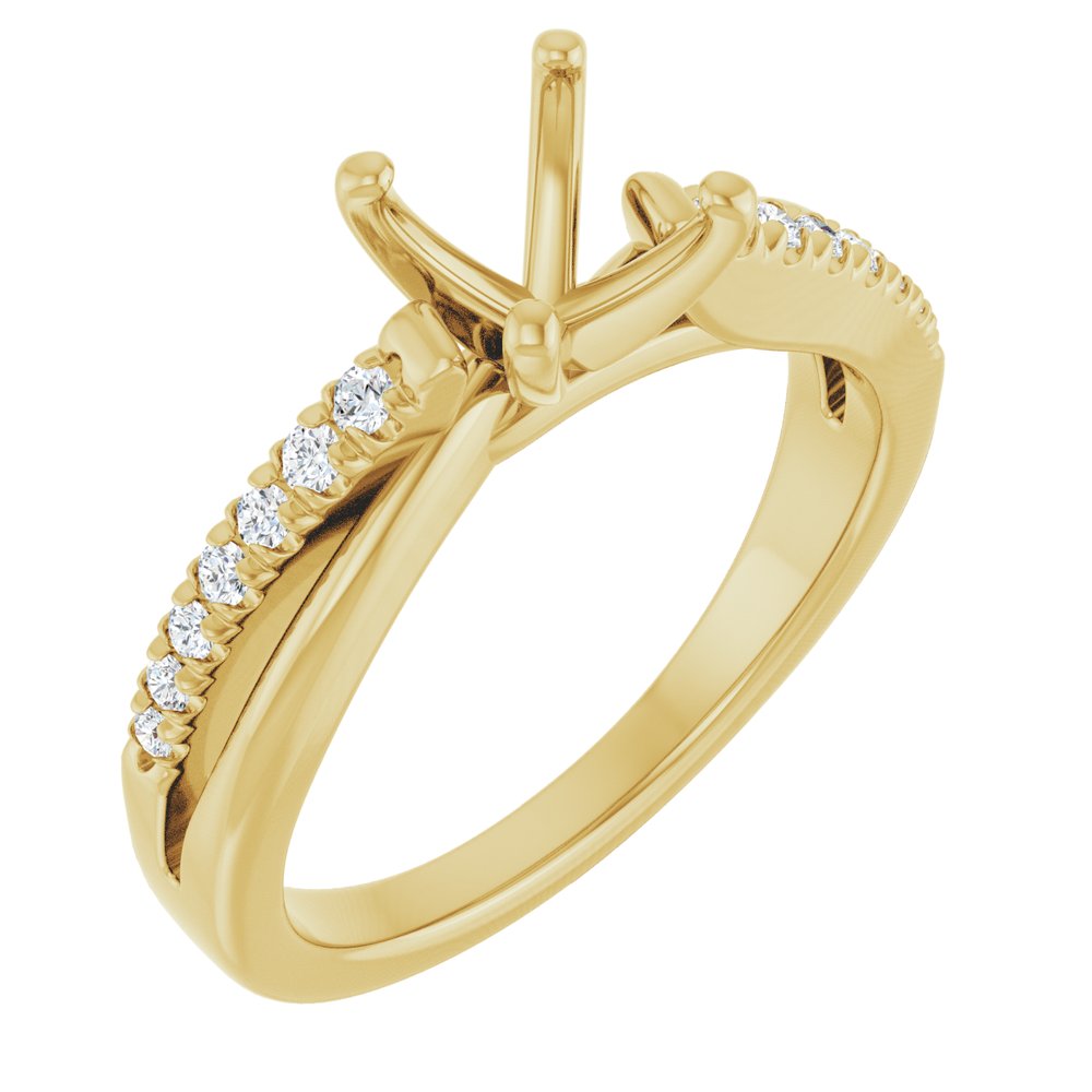 14k Yellow Gold 6x6mm Cushion Cut Diamond Semi-Mount Bridal Wedding ...
