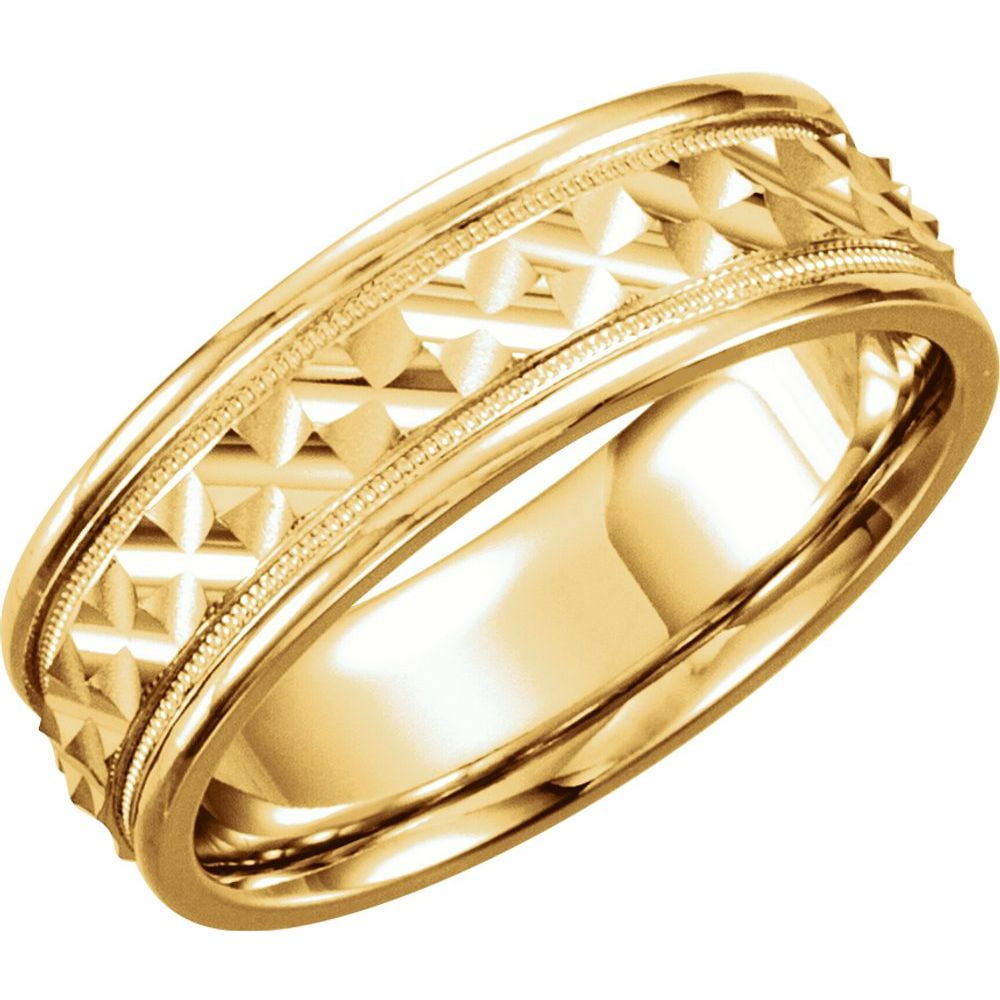 14k Yellow Gold 7mm Design Bridal Wedding Engagement Anniversary Band ...