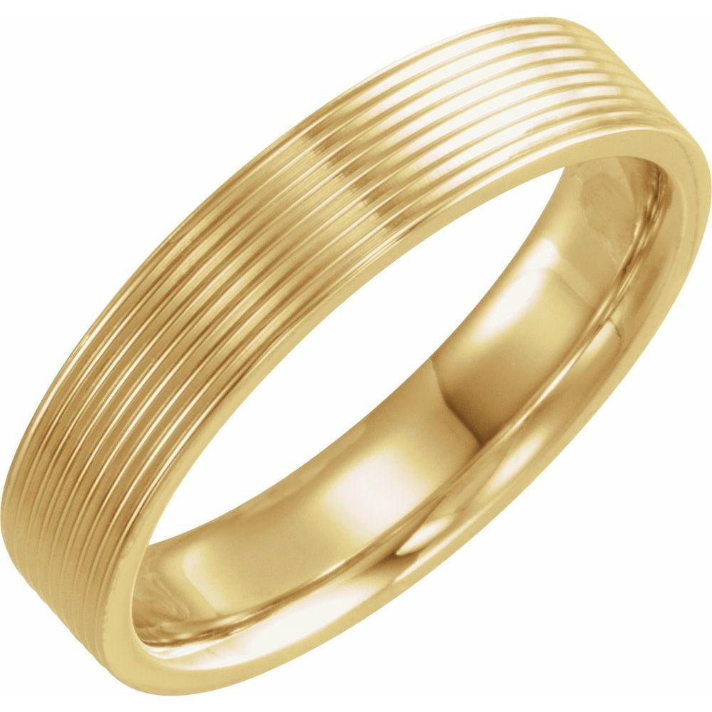 14k Yellow Gold 7mm Ridged Bridal Wedding Engagement Anniversary Band ...