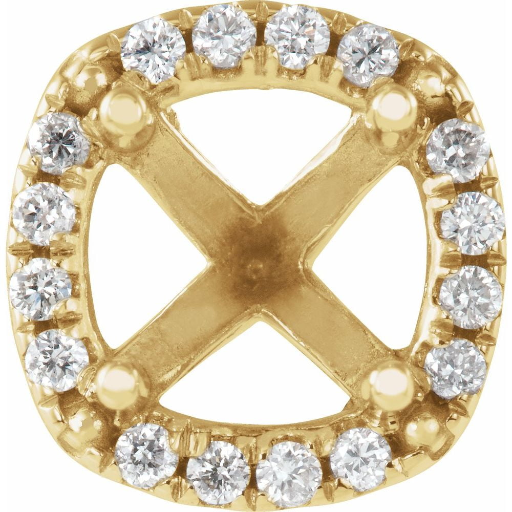 14k Yellow Gold 7mm Round Shape Diamond Semi-Set French-Set Peg Setting ...