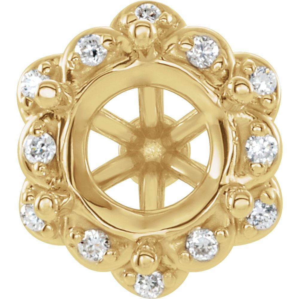 14k Yellow Gold 7mm Round Shape Diamond Semi-Set Peg Setting Finding ...