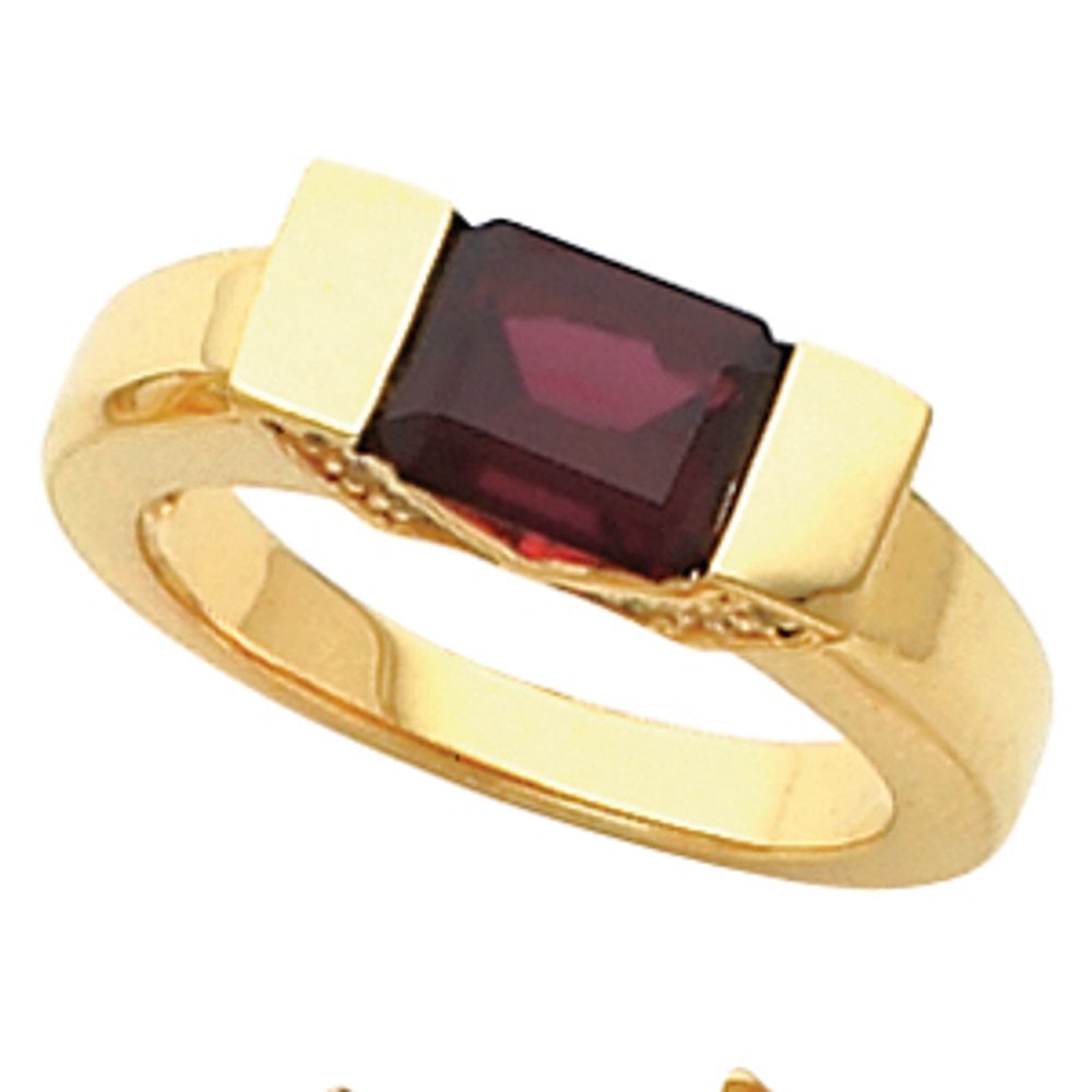 14k Yellow Gold 7x5mm Emerald Cut Channel-Set Accented Solitaire ...