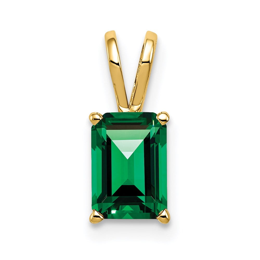 14k Yellow Gold 7x5mm Emerald Cut Mount St. Helens Helenite Pendant ...