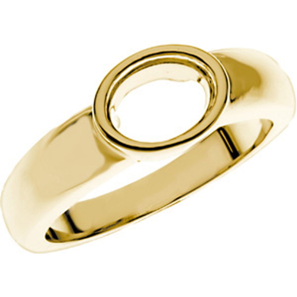14k Yellow Gold 7x5mm Oval Shape Bezel-Set Cabochon Fashion Ring Fine ...