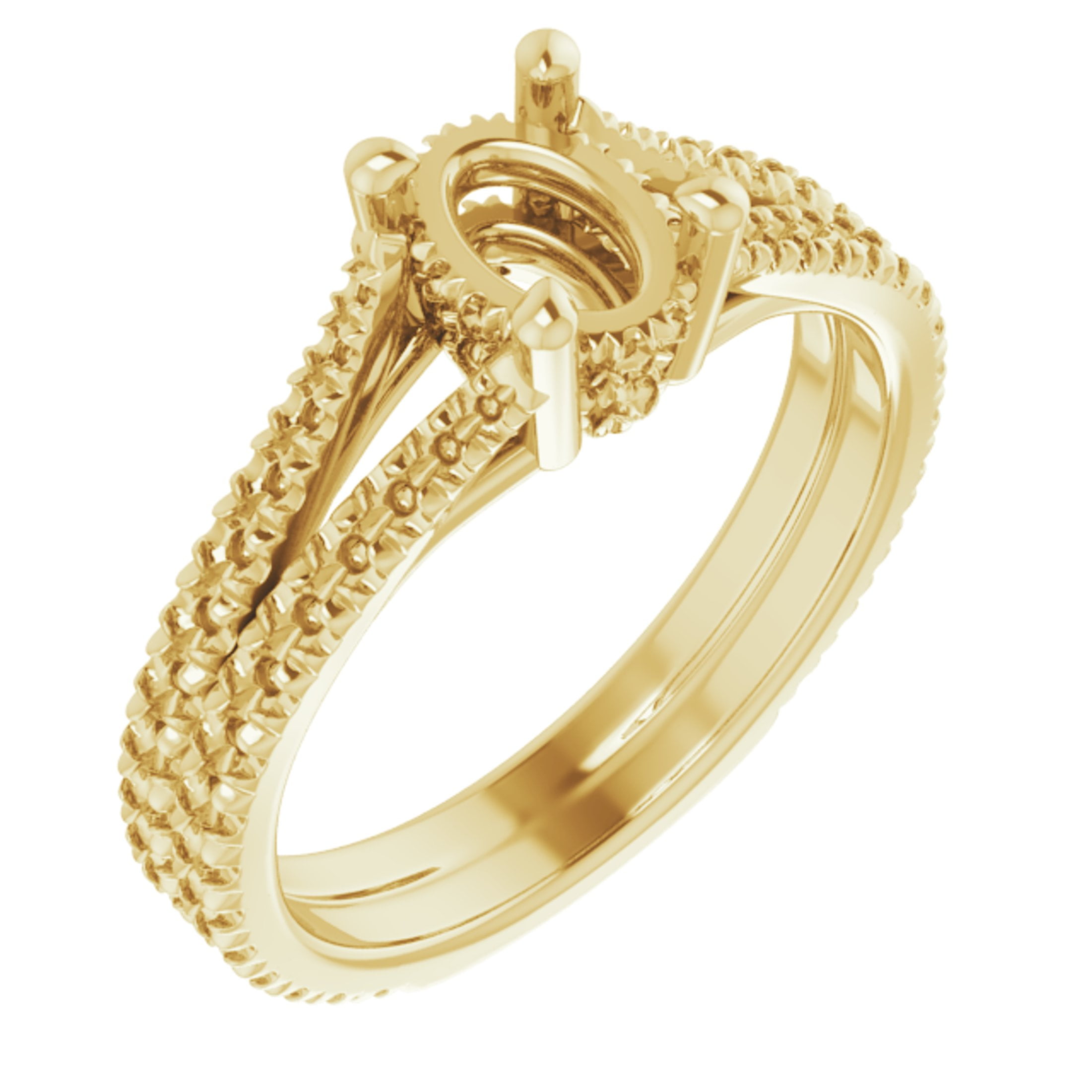 14k Yellow Gold 7x5mm Oval Shape Diamond Semi-Mount French-set Bridal ...