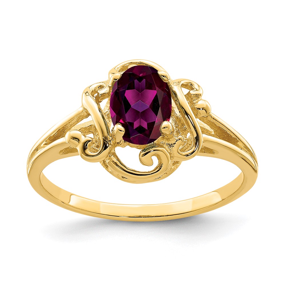 14k Yellow Gold 7x5mm Oval Shape Rhodolite Garnet Ring Fine Jewelry For ...