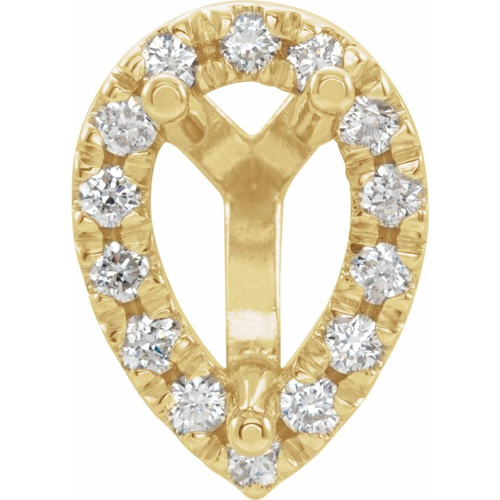 14k Yellow Gold 7x5mm Pear Shape Diamond Semi-Set French-Set Peg ...