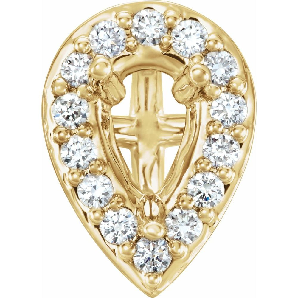 14k Yellow Gold 8x5mm Pear Shape Diamond Semi-Set Halo-Style Peg ...