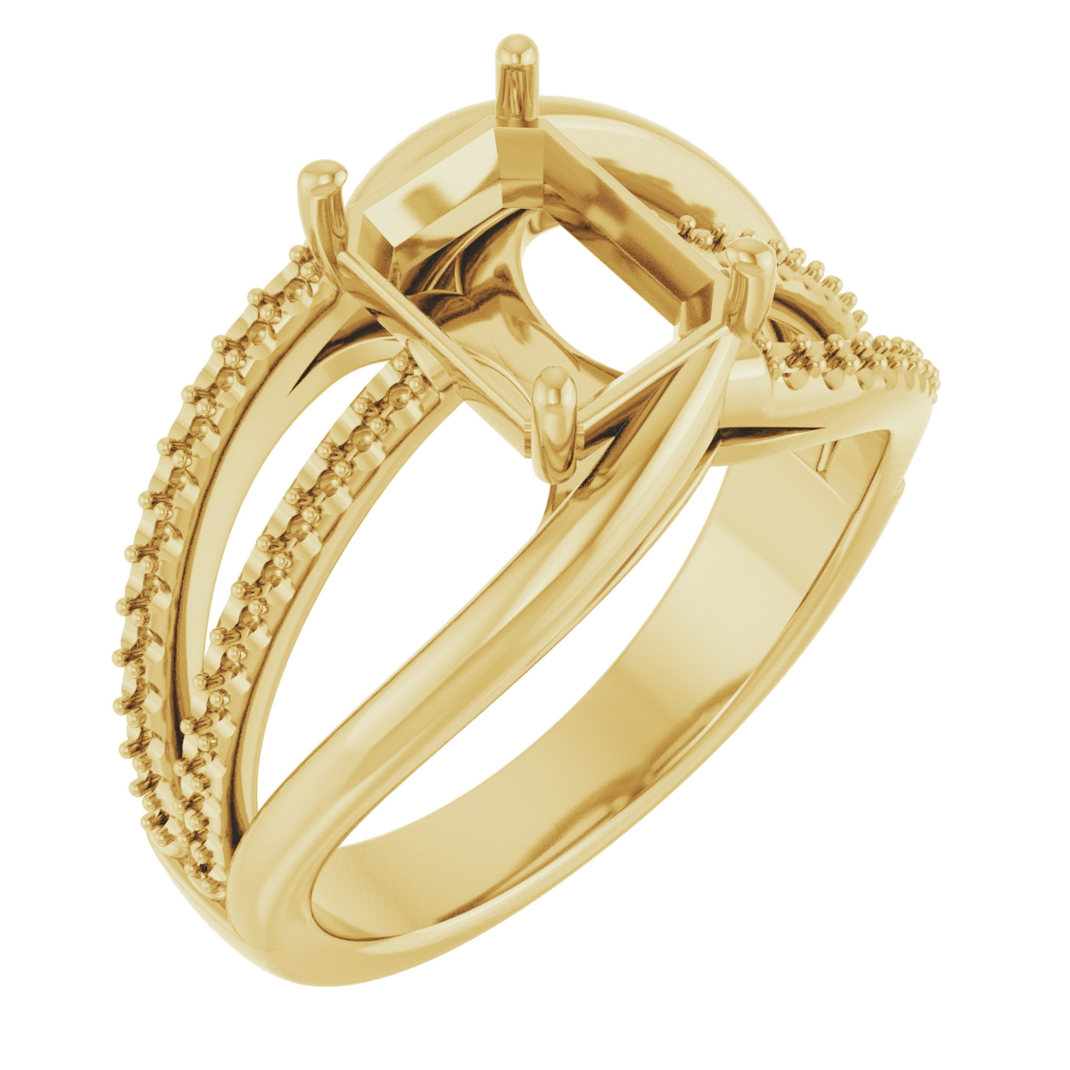 14k Yellow Gold 8x6mm Emerald Cut Diamond Semi-Mount Bridal Wedding ...