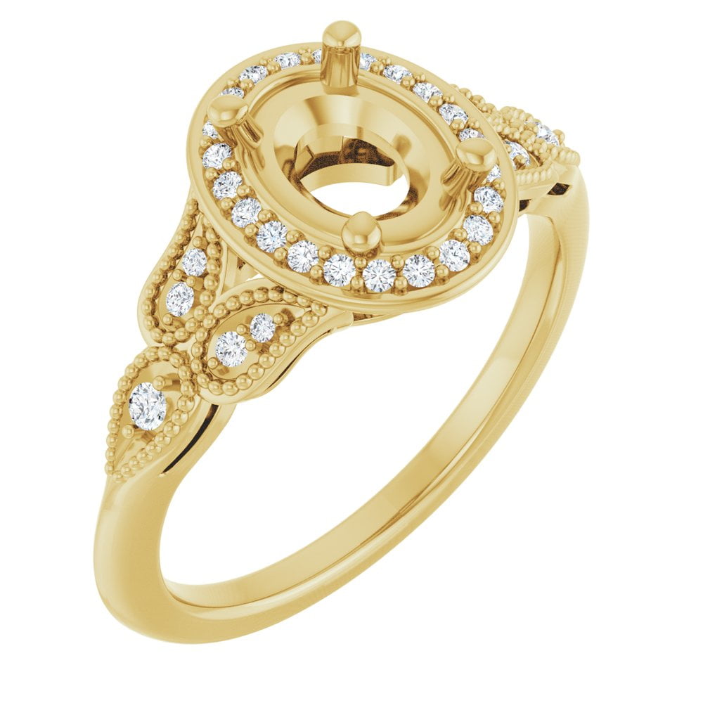 14k Yellow Gold 8x6mm Oval Shape Diamond Semi-Mount Bridal Wedding ...