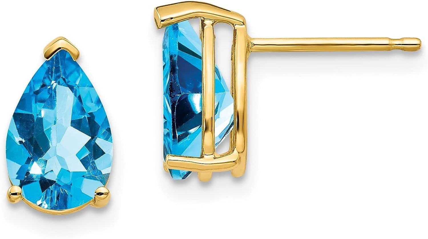 14k Yellow Gold 9x6.2mm Pear Blue Topaz Earrings - 10mm - Walmart.com