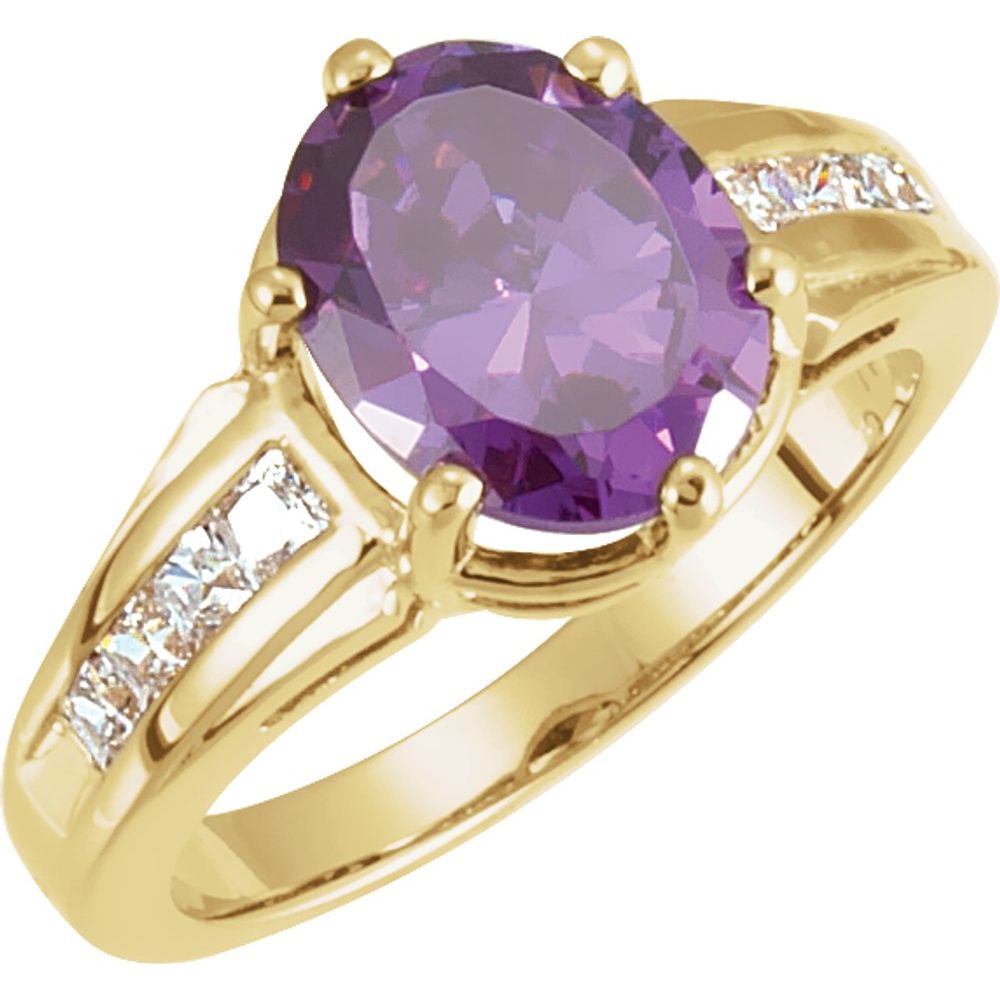 14k Yellow Gold 9x7mm Oval Shape Accented Fashion Ring Fine Jewelry For ...