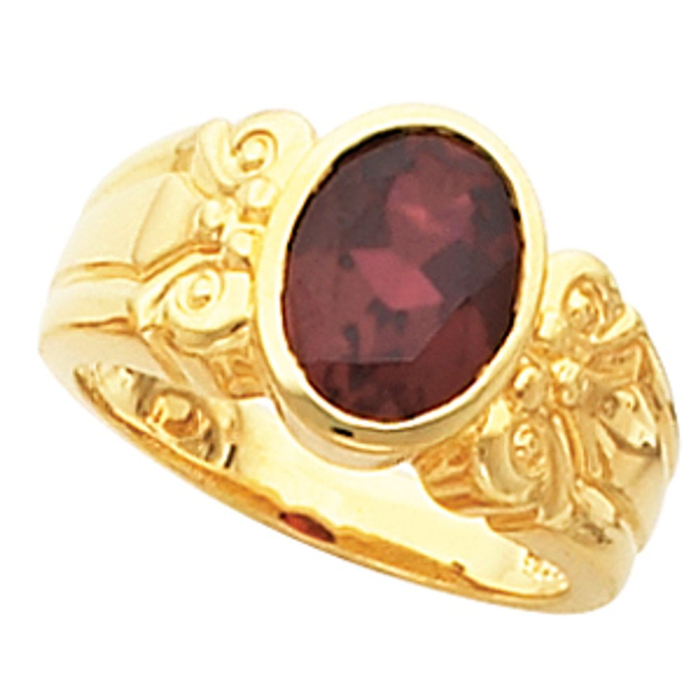 14k Yellow Gold 9x7mm Oval Shape Bezel-Set Solitaire Fashion Ring Fine Jewelry For Women Gifts ...