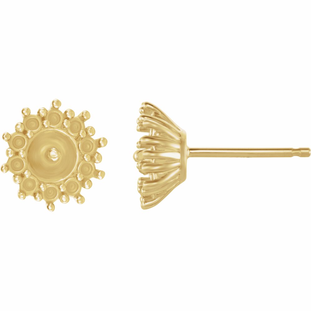 14k Yellow Gold Accented Earring Mounting for 4mm Pearl Fine Jewelry ...