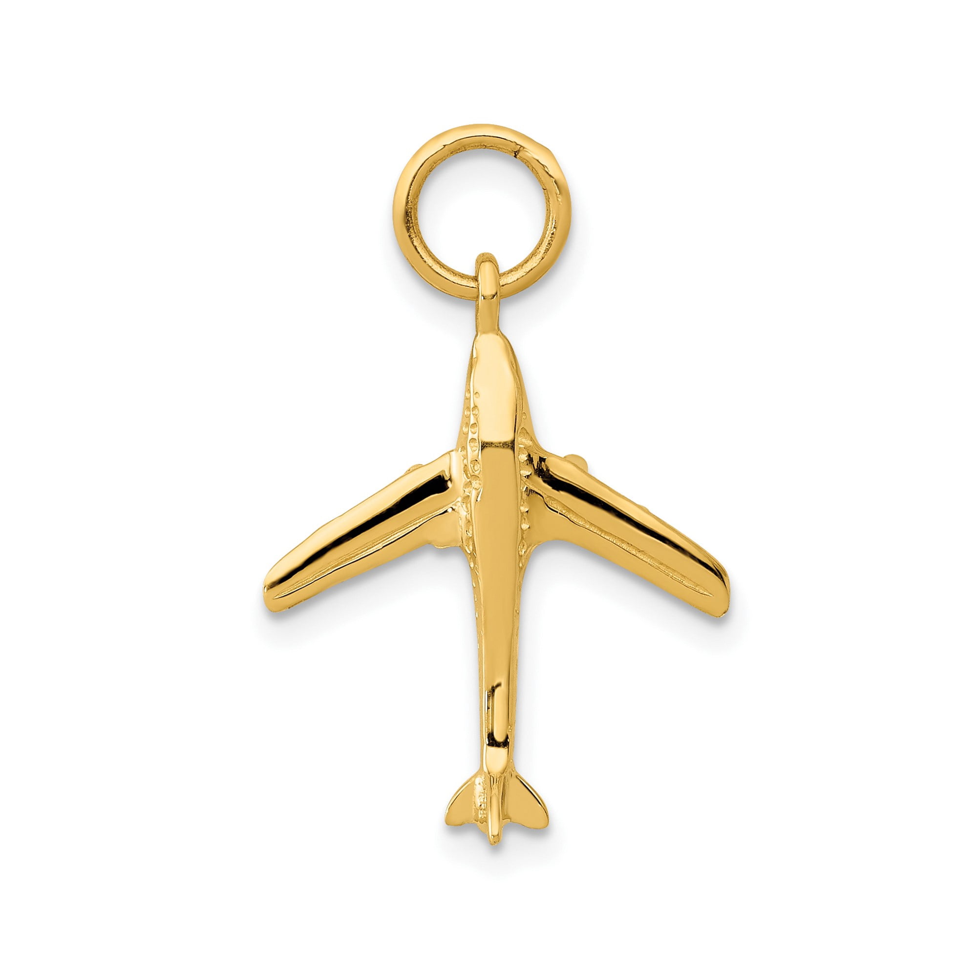 14k Yellow Gold Airplane Pendant Charm for Necklaces, Jet Design ...