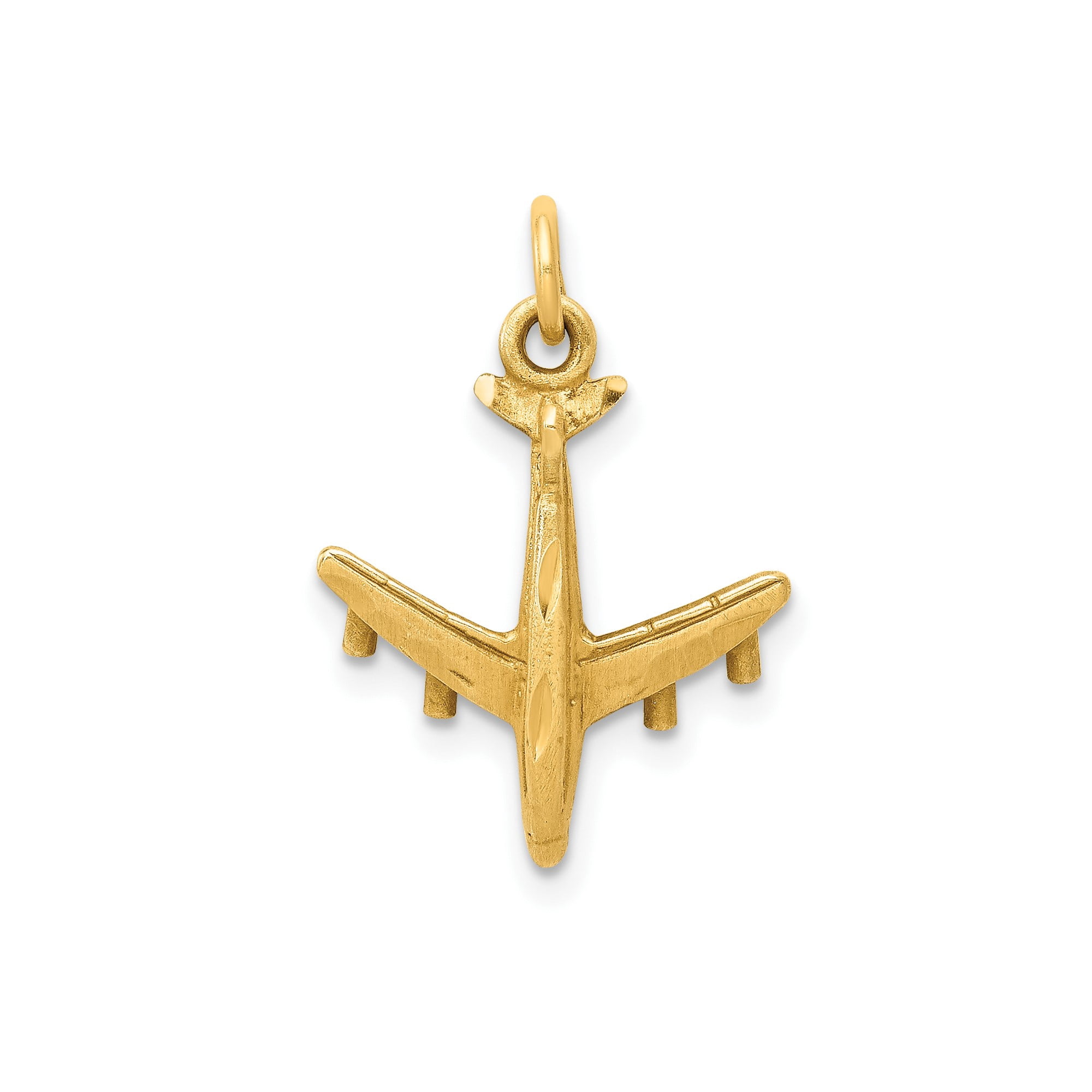 14k Yellow Gold Airplane Pendant for Men or Women, Aviation Necklace ...