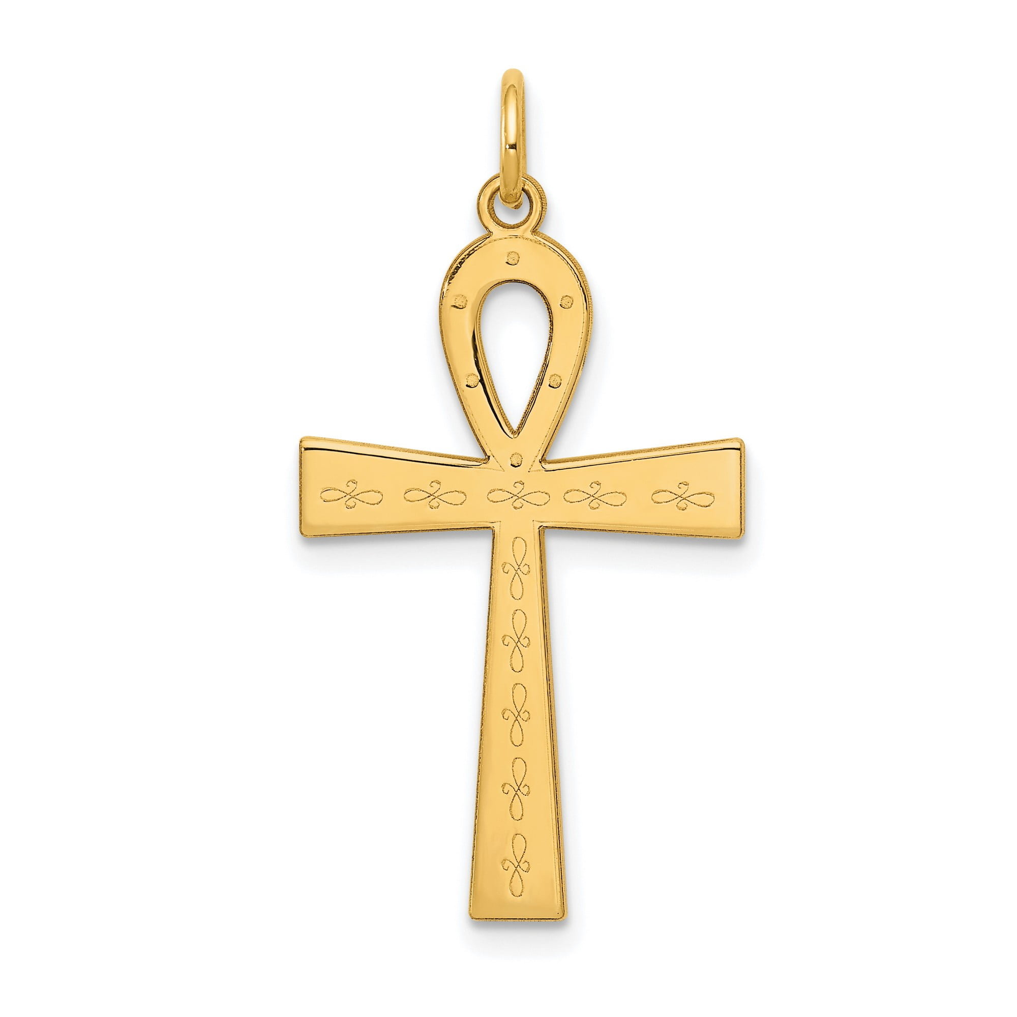 14k Yellow Gold Ankh Cross Pendant With Embellishments 27 mm x 17 mm ...