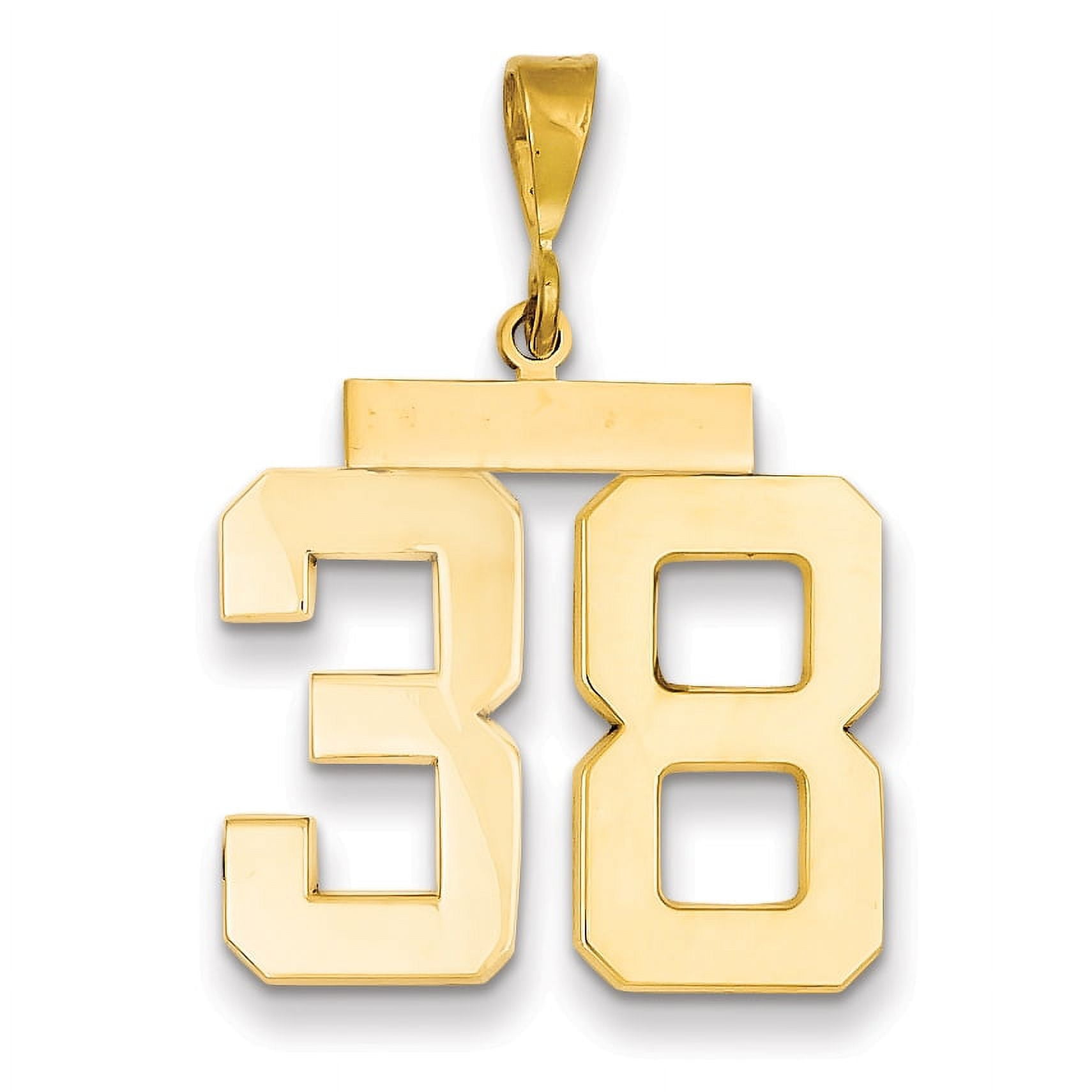 14k Yellow Gold Polished Finish Large Size Number 38 Charm Pendant ...