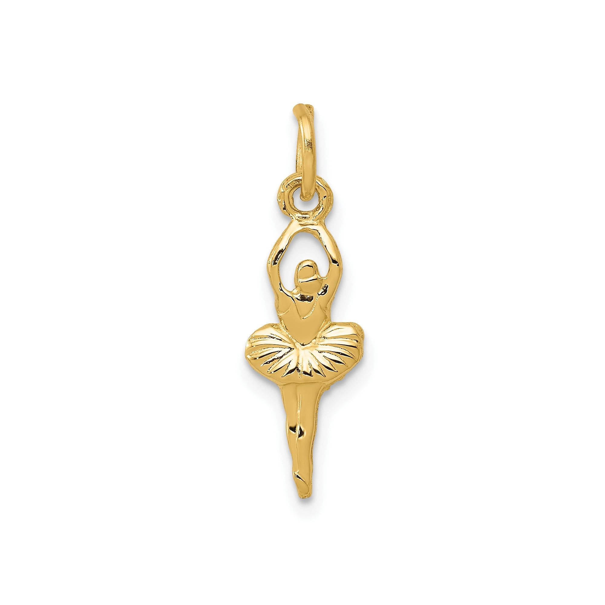 14k Yellow Gold Ballerina Pendant for Women, Elegant Ballet Dance Charm ...