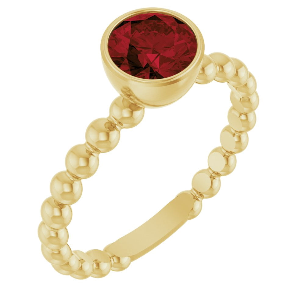 14k Yellow Gold Bezel-Set Mozambique Garnet Family Stackable Beaded ...