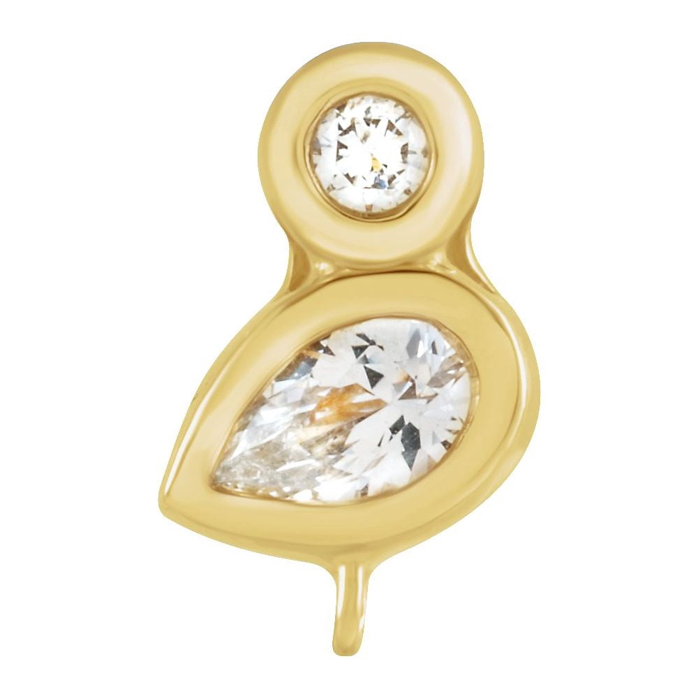 14k Yellow Gold Blue Sapphire and .03 cttw Diamond Slide Bail with Ring ...