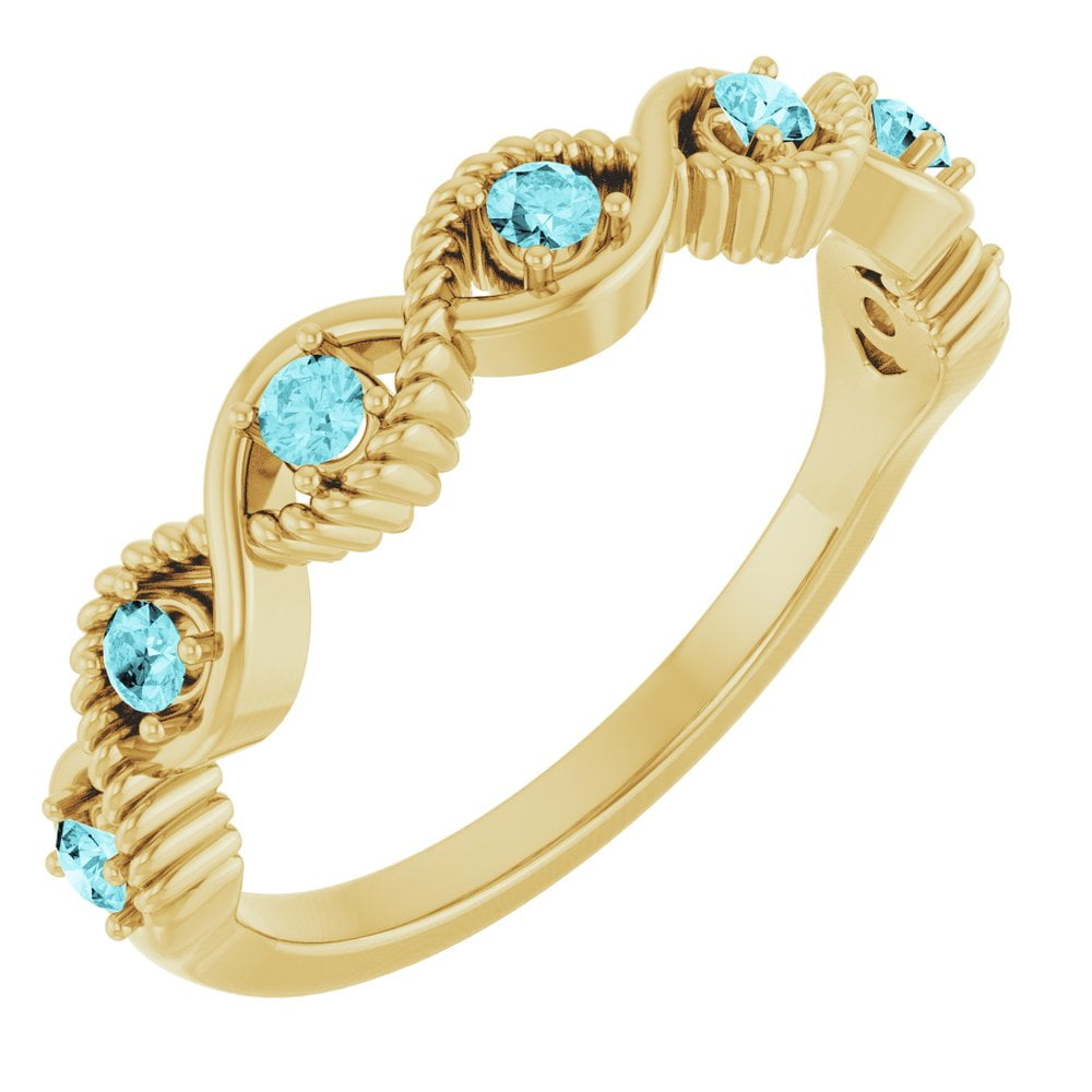 14k Yellow Gold Blue Zircon Stackable Fashion Ring Fine Jewelry For ...