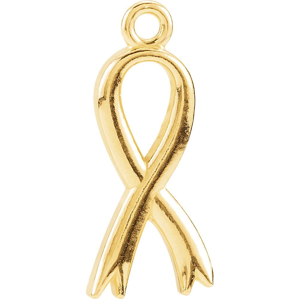 14k Yellow Gold Breast Cancer Awareness Ribbon Charm Religious Pendant ...