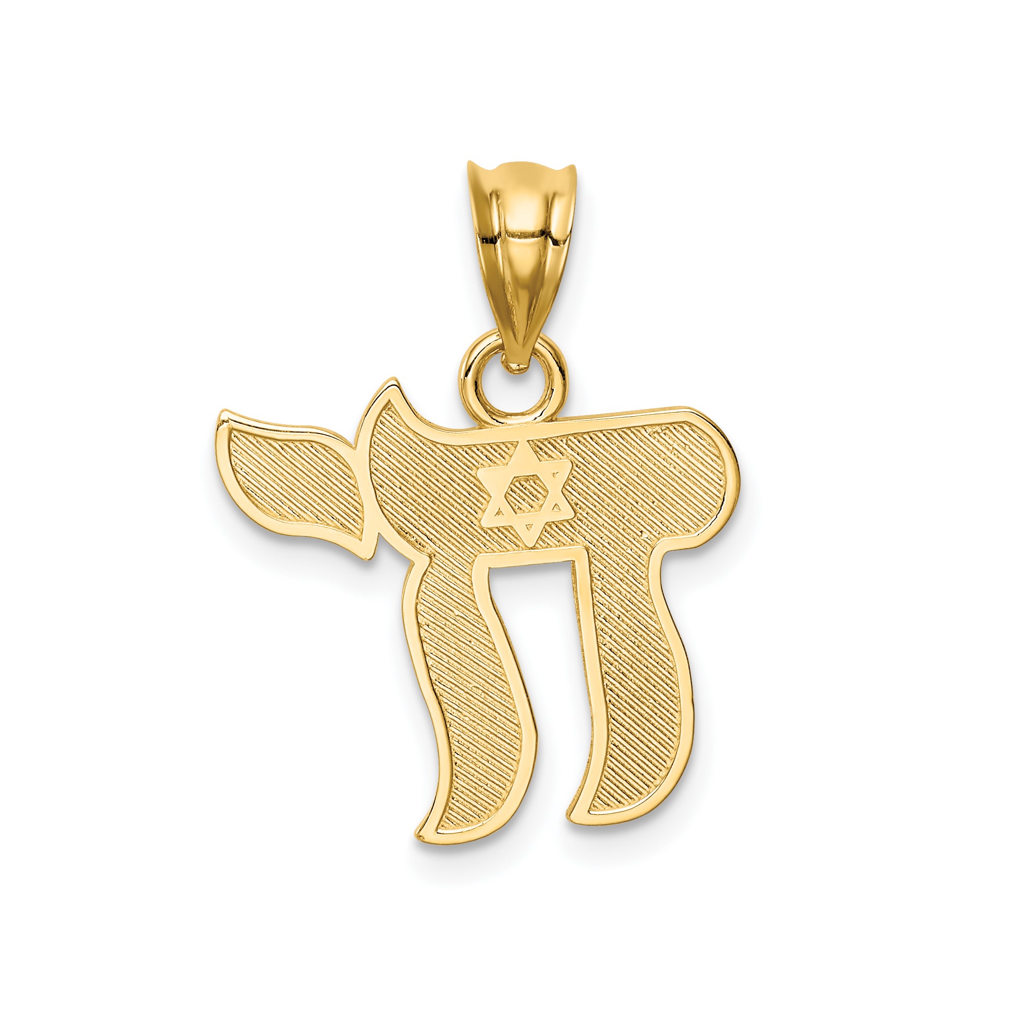 14k Yellow Gold Chai Pendant with Star of David Engraving, Hebrew ...