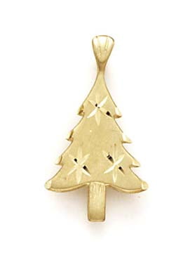 14k Yellow Gold Christmas Tree Pendant Necklace - .9 Grams - Jewelry ...
