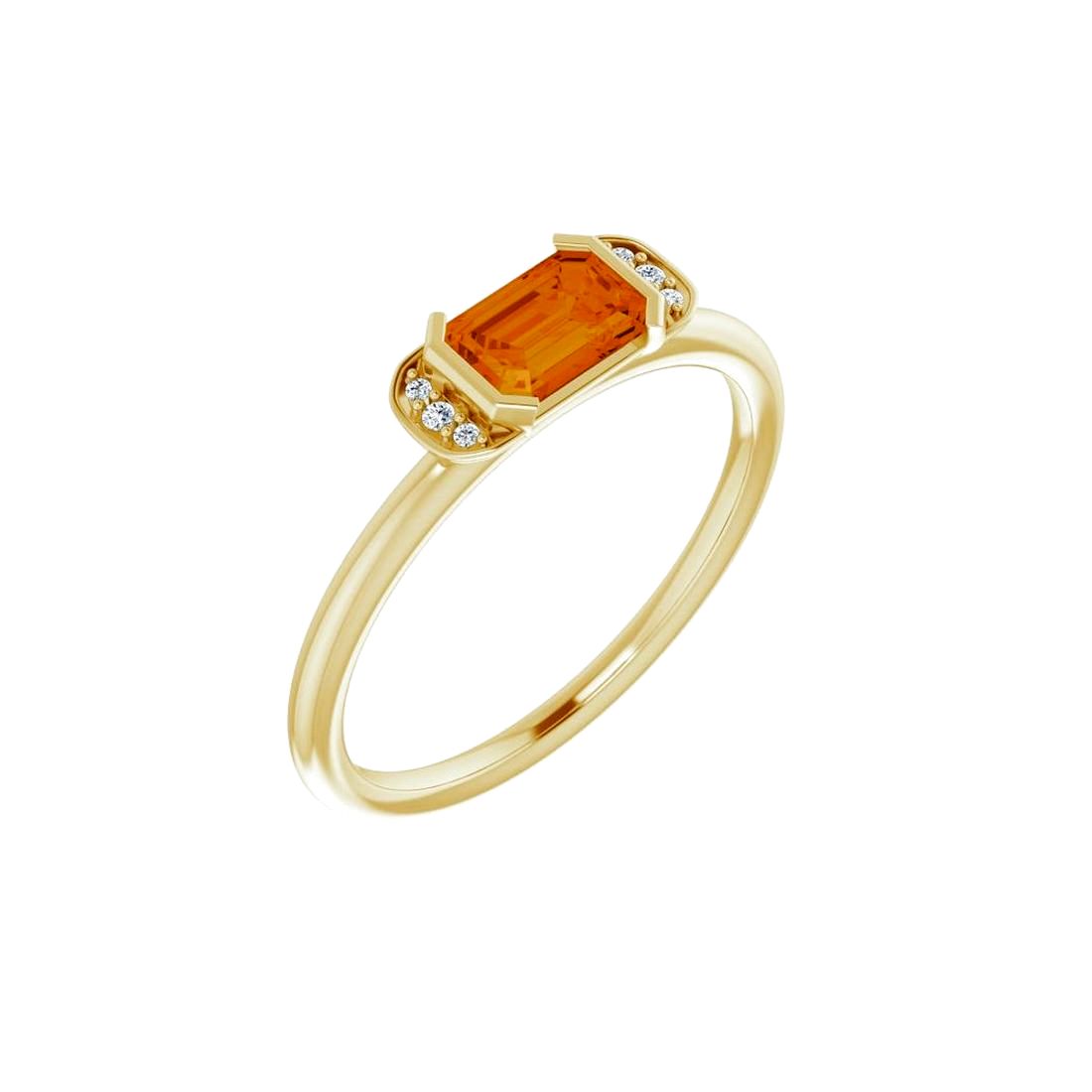 14k Yellow Gold Citrine Polished Citrine and .02 Carat Diamond ...