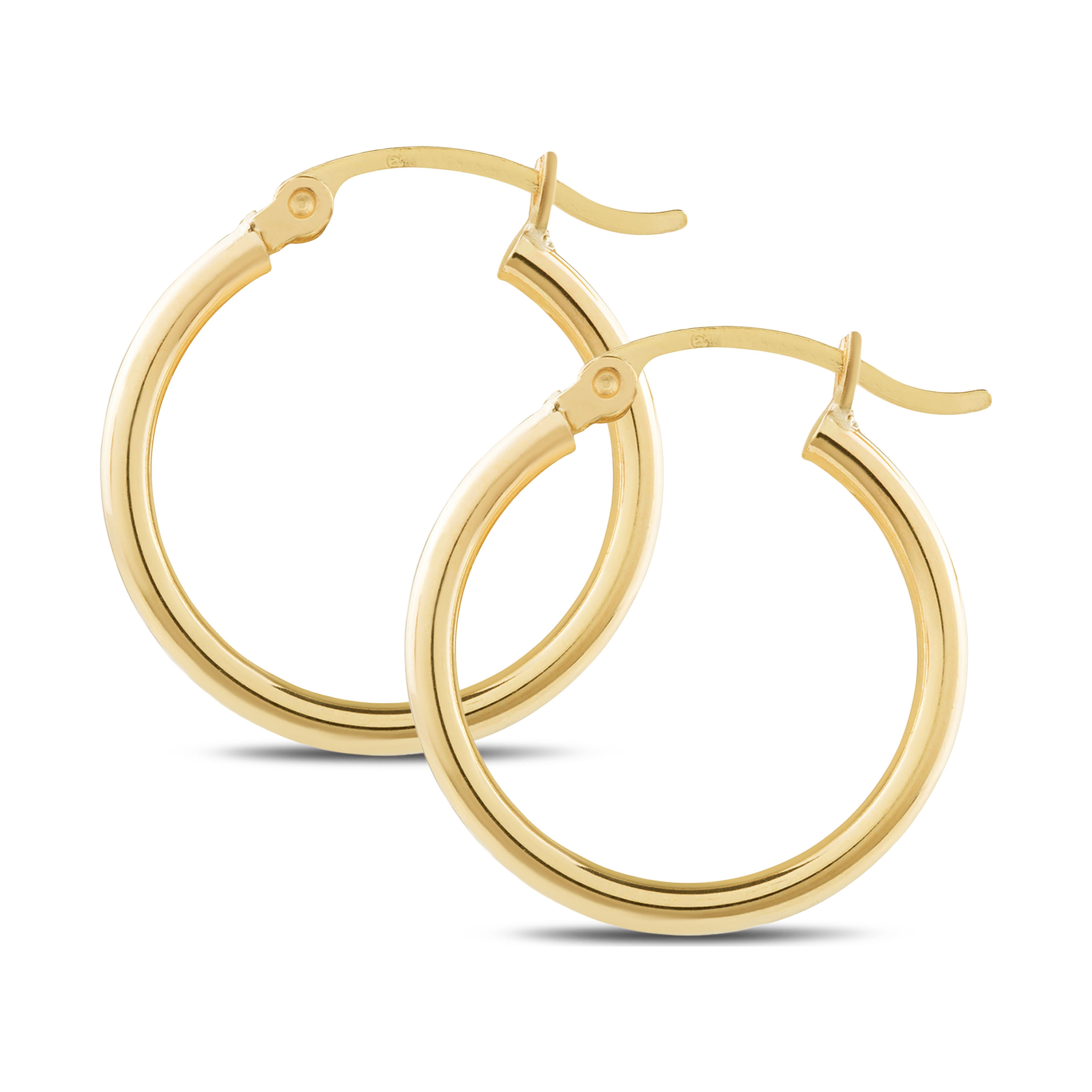 Amanda Rose Collection REAL 14K Yellow Gold 1 inch Round Classic Hoop ...