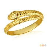 14k Yellow Gold Coiled Serpent Snake Textured Ring (Size 6.25 ...