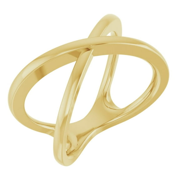 14k Yellow Gold Criss-Cross Freeform Bypass Metal Fashion Ring Fine ...
