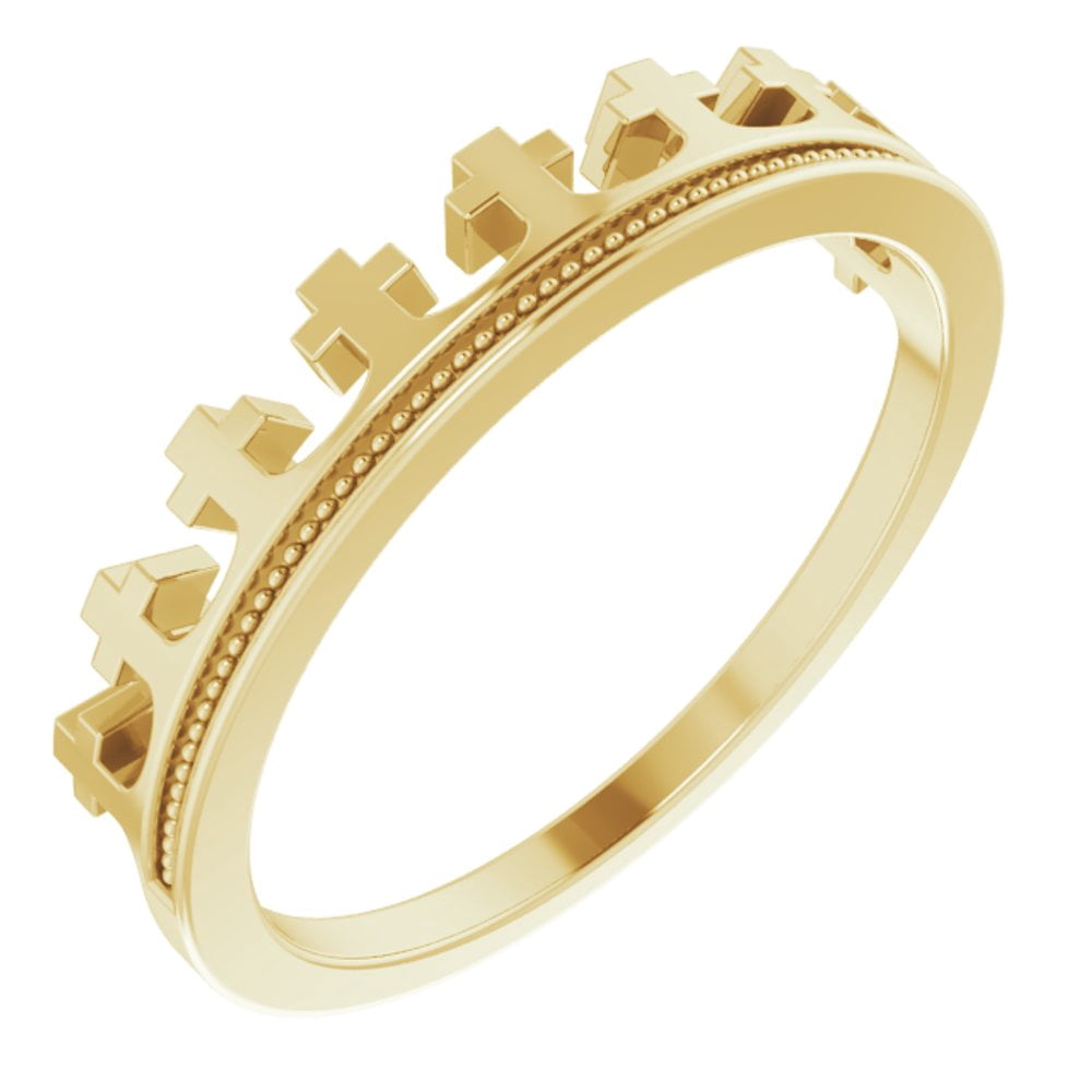 14k Yellow Gold Cross Crown Religious Fashion Ring Fine Jewelry For ...