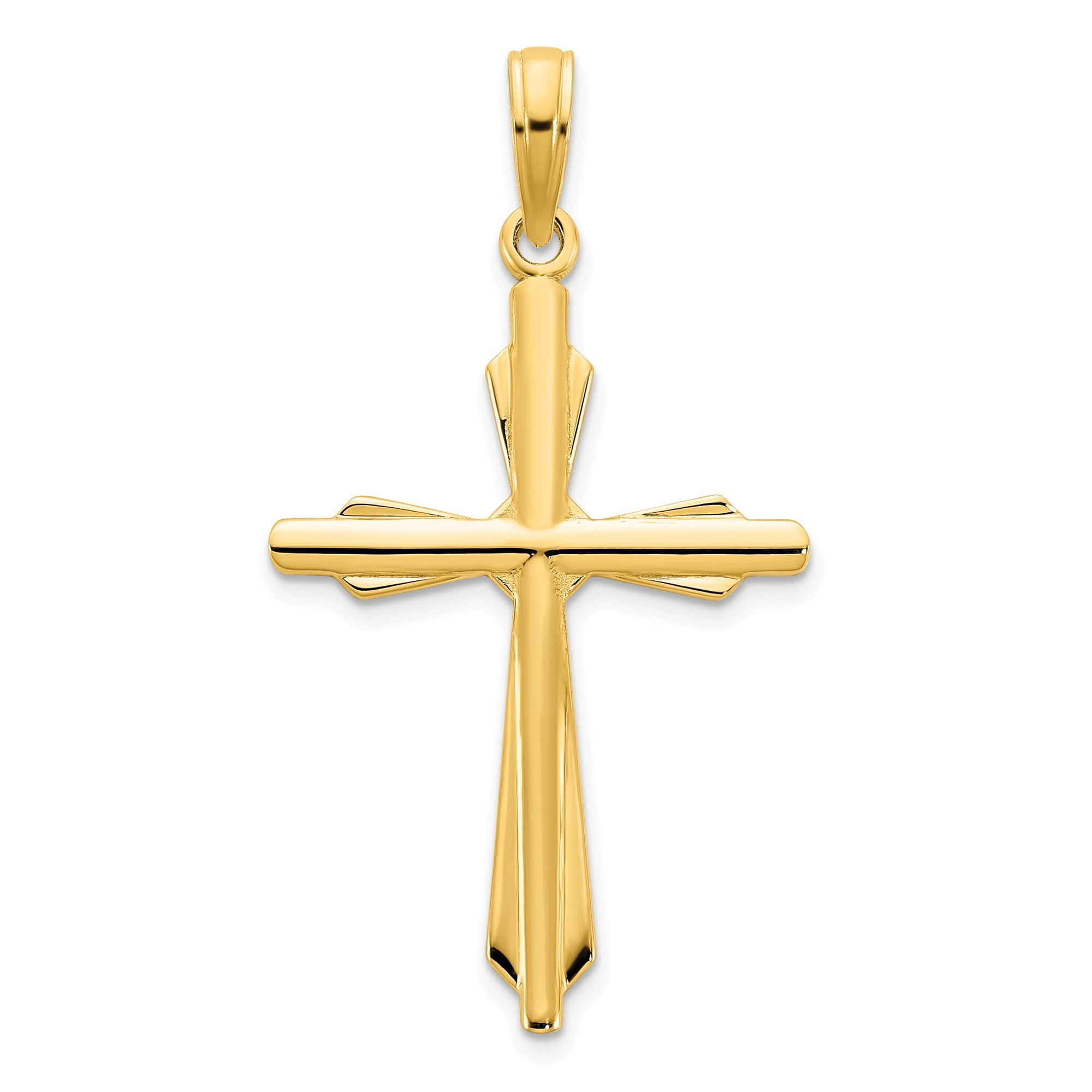 14k Yellow Gold Cross Pendant Necklace for Men and Women with Polished ...