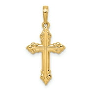 10k 10kt Two-Tone Gold Unisex Cubic Zirconia Cross Religious Charm ...