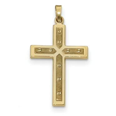 14k Yellow Gold Marquise Cross Pendant for Women with Beaded Edge ...