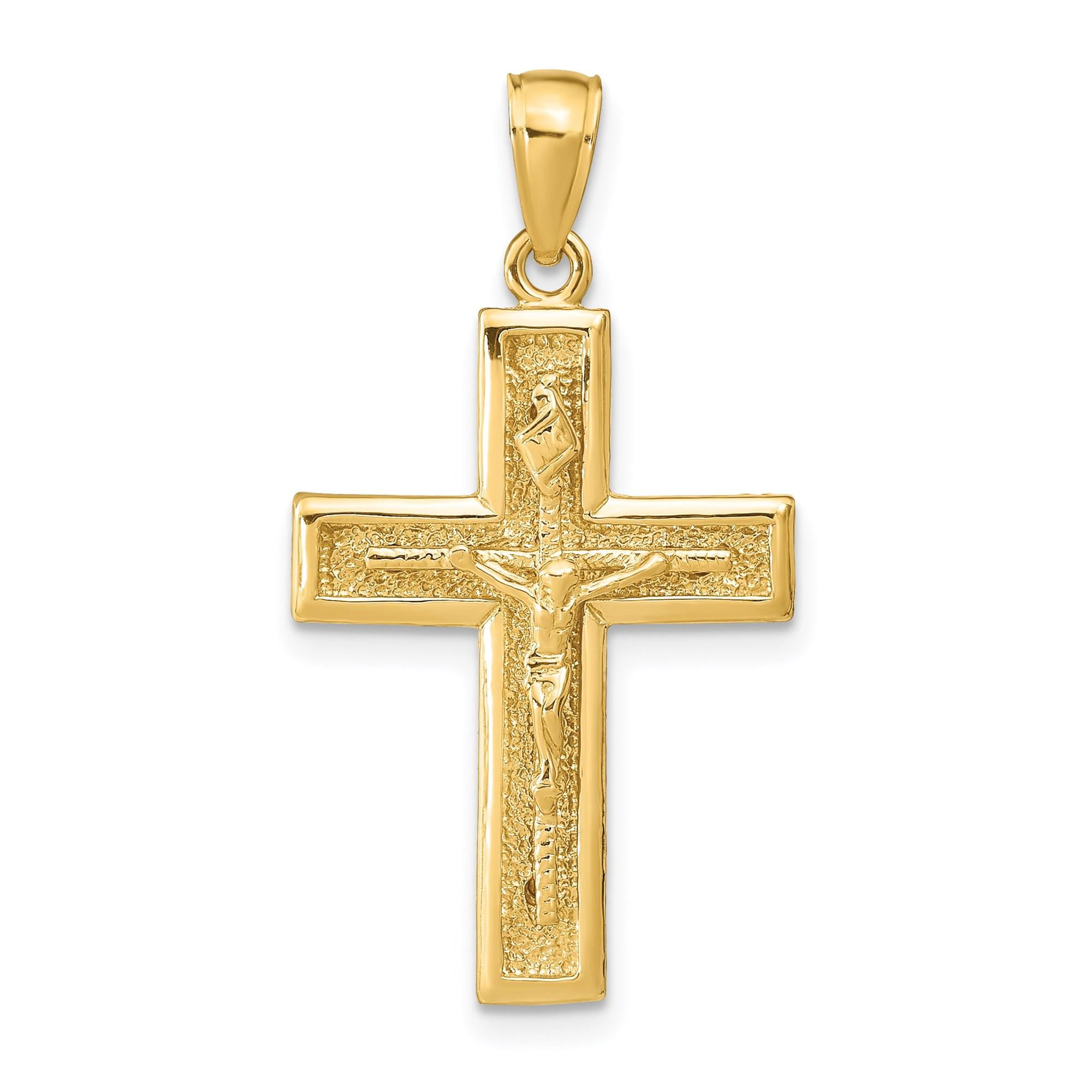 14k Yellow Gold Crucifix Cross Pendant for Men and Women Classic Latin ...