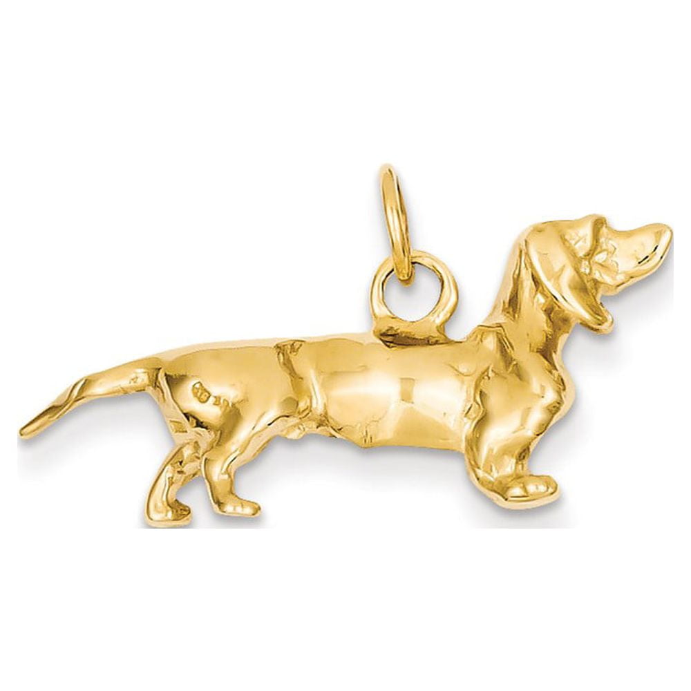 14k Yellow Gold Dachshund Dog Charm - Walmart.com