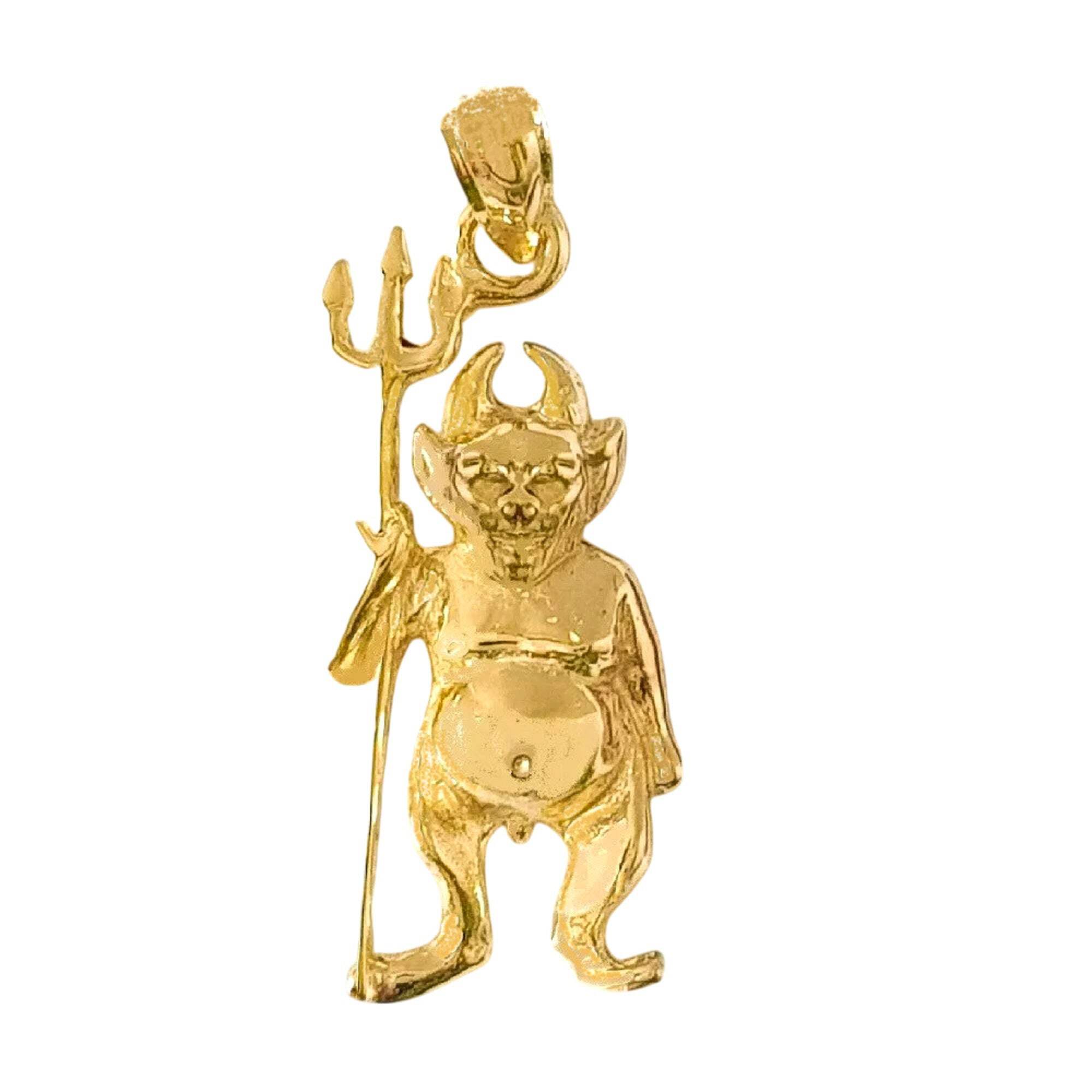 14k Yellow Gold Devil With Pitchfork Pendant - Walmart.com
