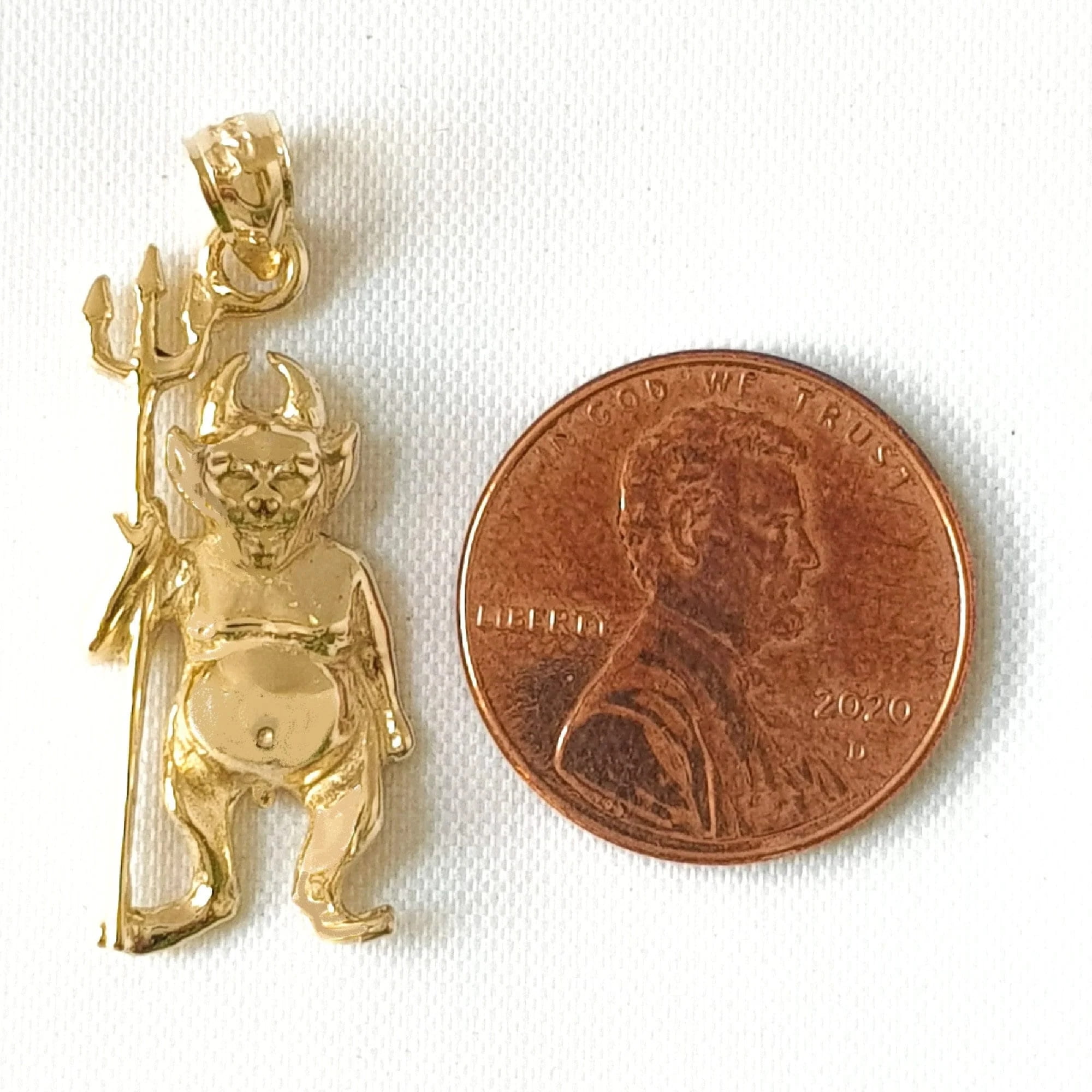 14k Yellow Gold Devil With Pitchfork Pendant - Walmart.com