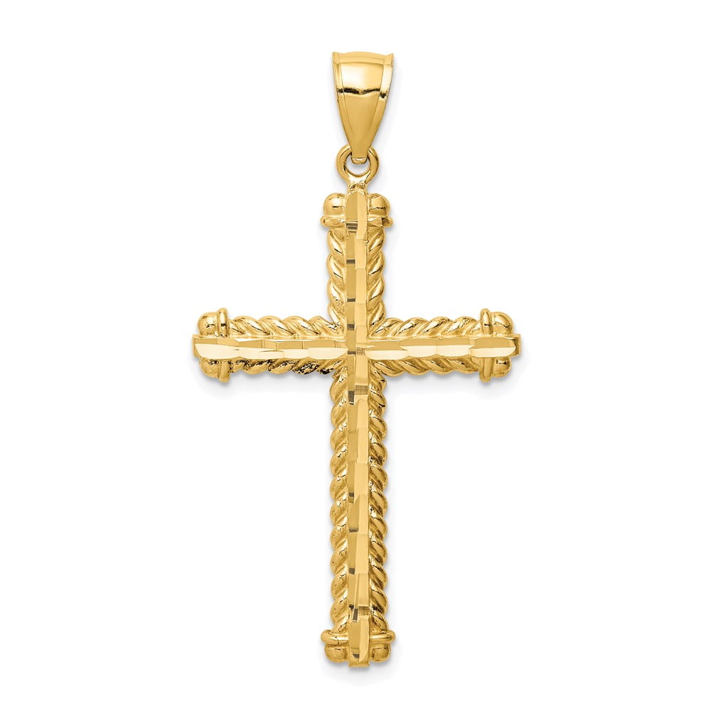 14k Yellow Gold Diamond Cut Cross Pendant Fine Jewelry For Women Gifts ...