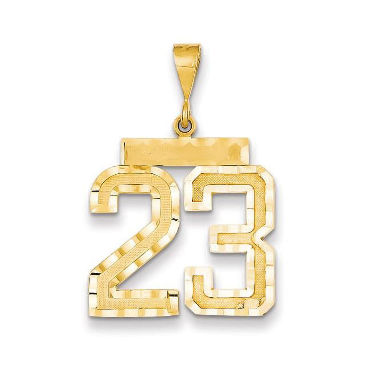 14k Yellow Gold Diamond Cut Texture Finish Large Size Number 23 Charm ...