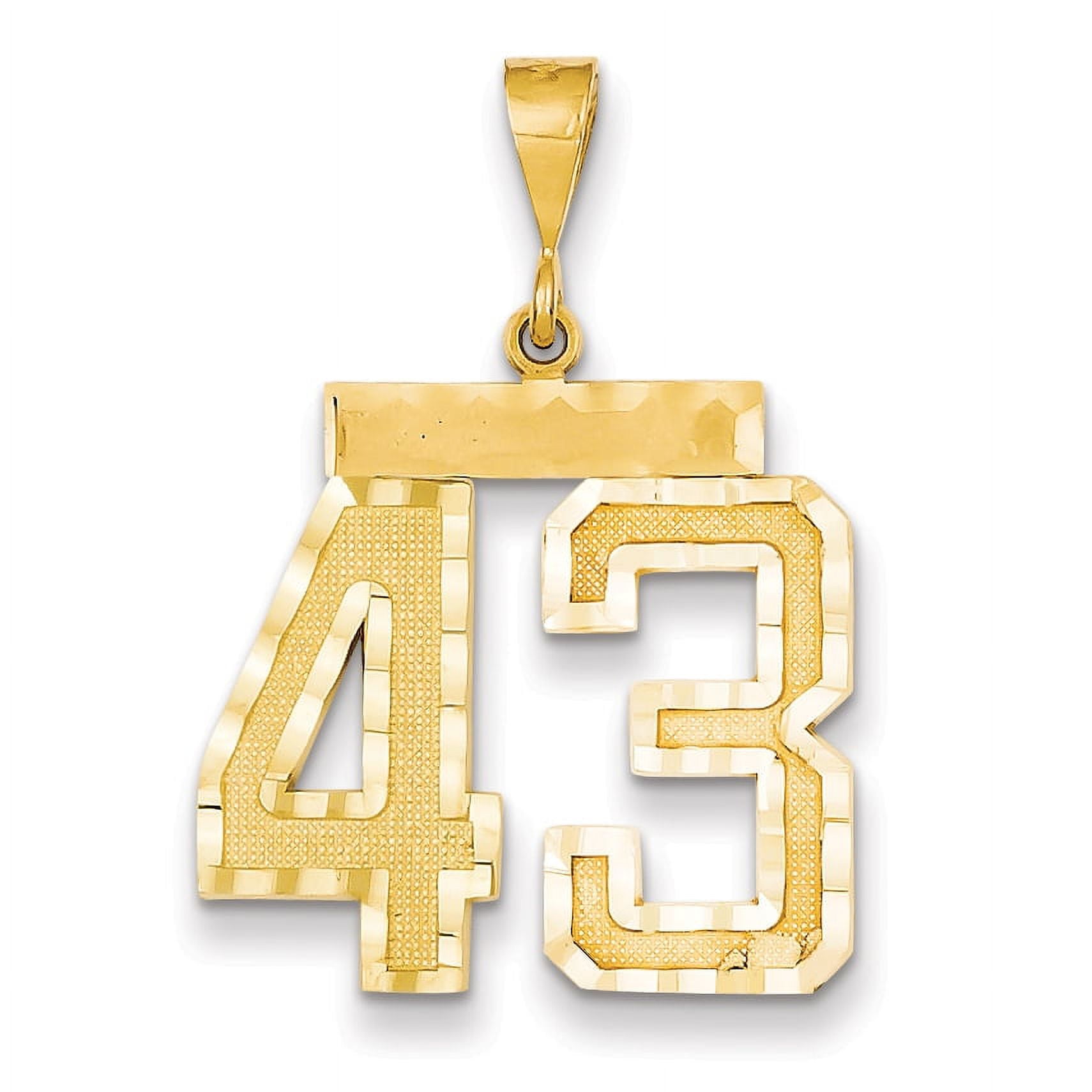 14k Yellow Gold Diamond Cut Texture Finish Large Size Number 43 Charm ...