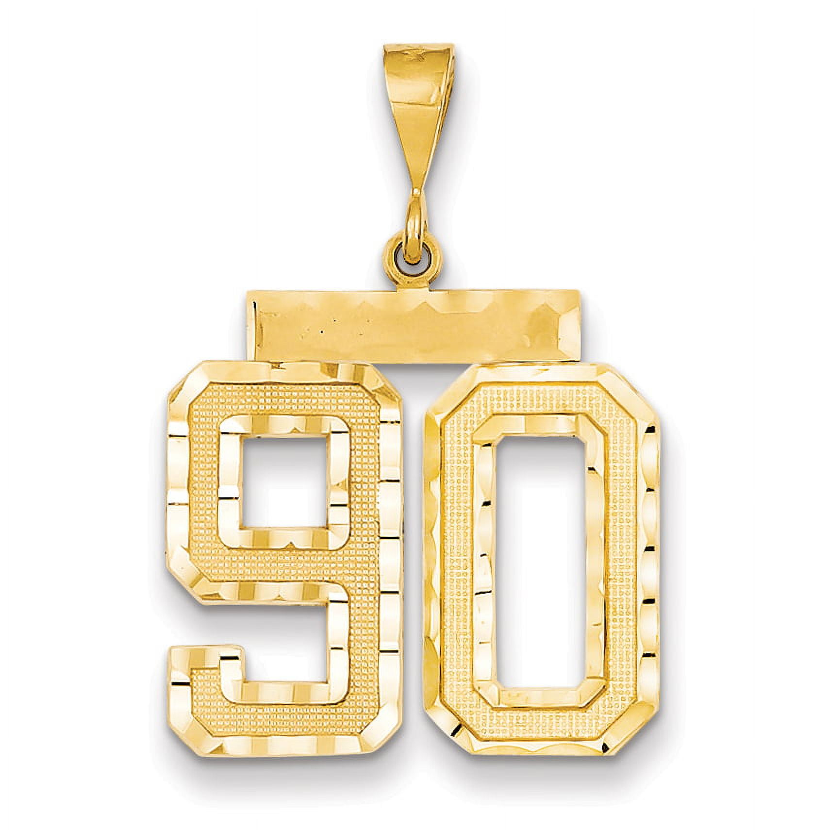 14k Yellow Gold Diamond Cut Texture Finish Large Size Number 90 Charm ...