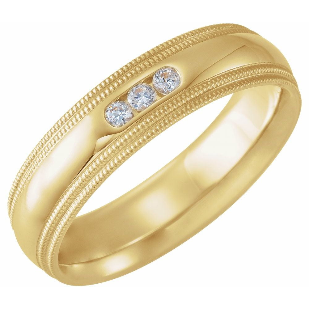 14k Yellow Gold Diamond Half Round Shape Comfort-Fit Milgrain Bridal ...
