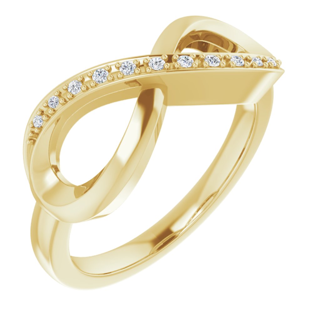 14k Yellow Gold Diamond Infinity-Inspired Fashion Ring Fine Jewelry For ...