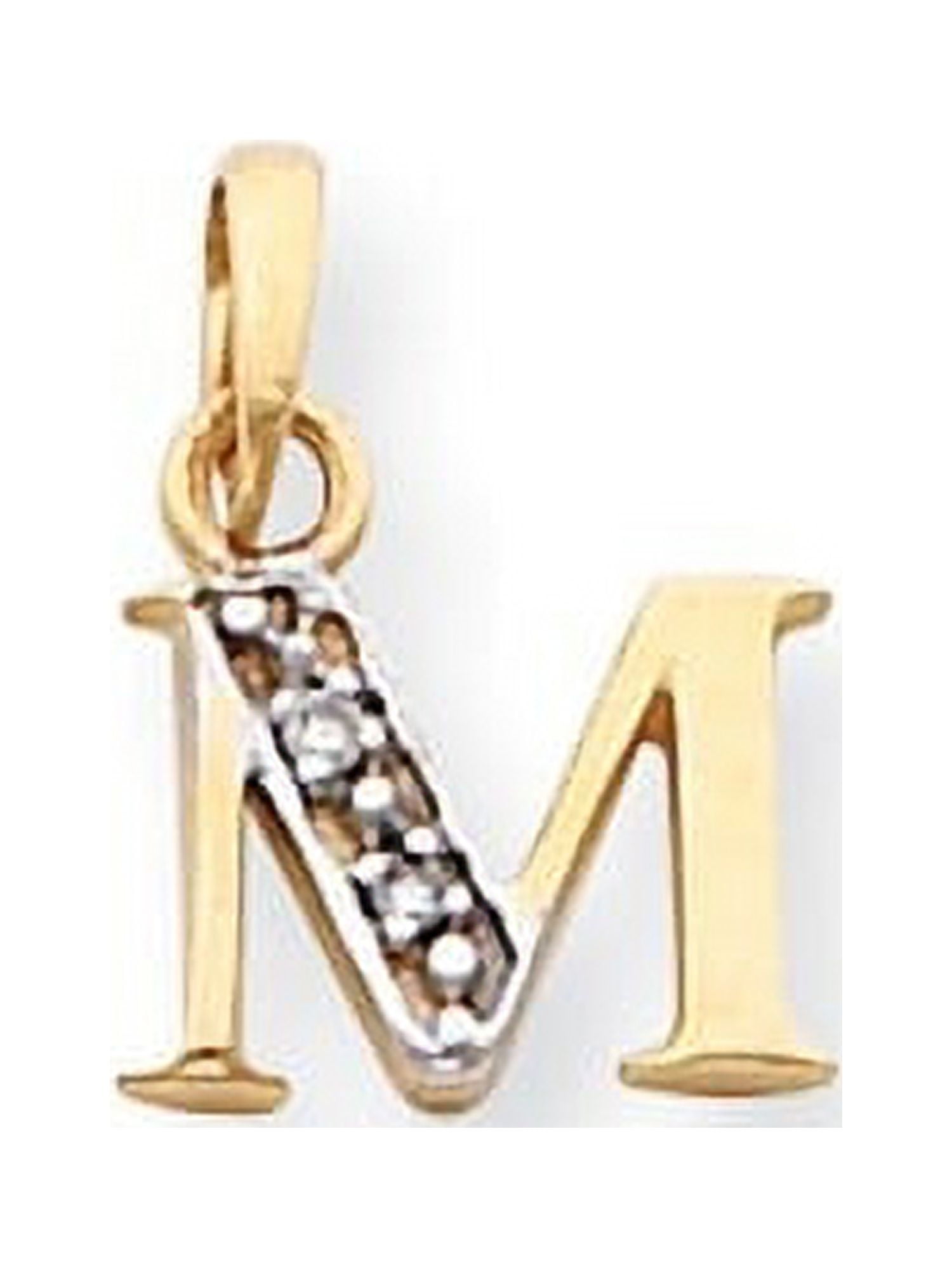 14k Yellow Gold Diamond Letter M Initial Monogram Name Pendant Charm ...