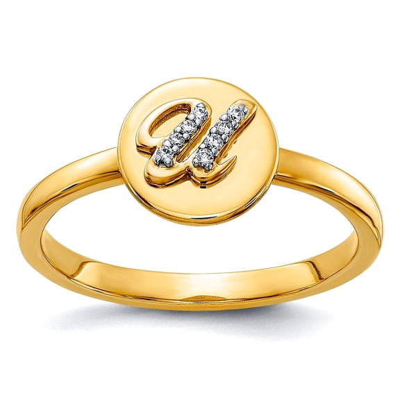 14k Yellow Gold Diamond Letter Name Personalized Monogram Initial U ...