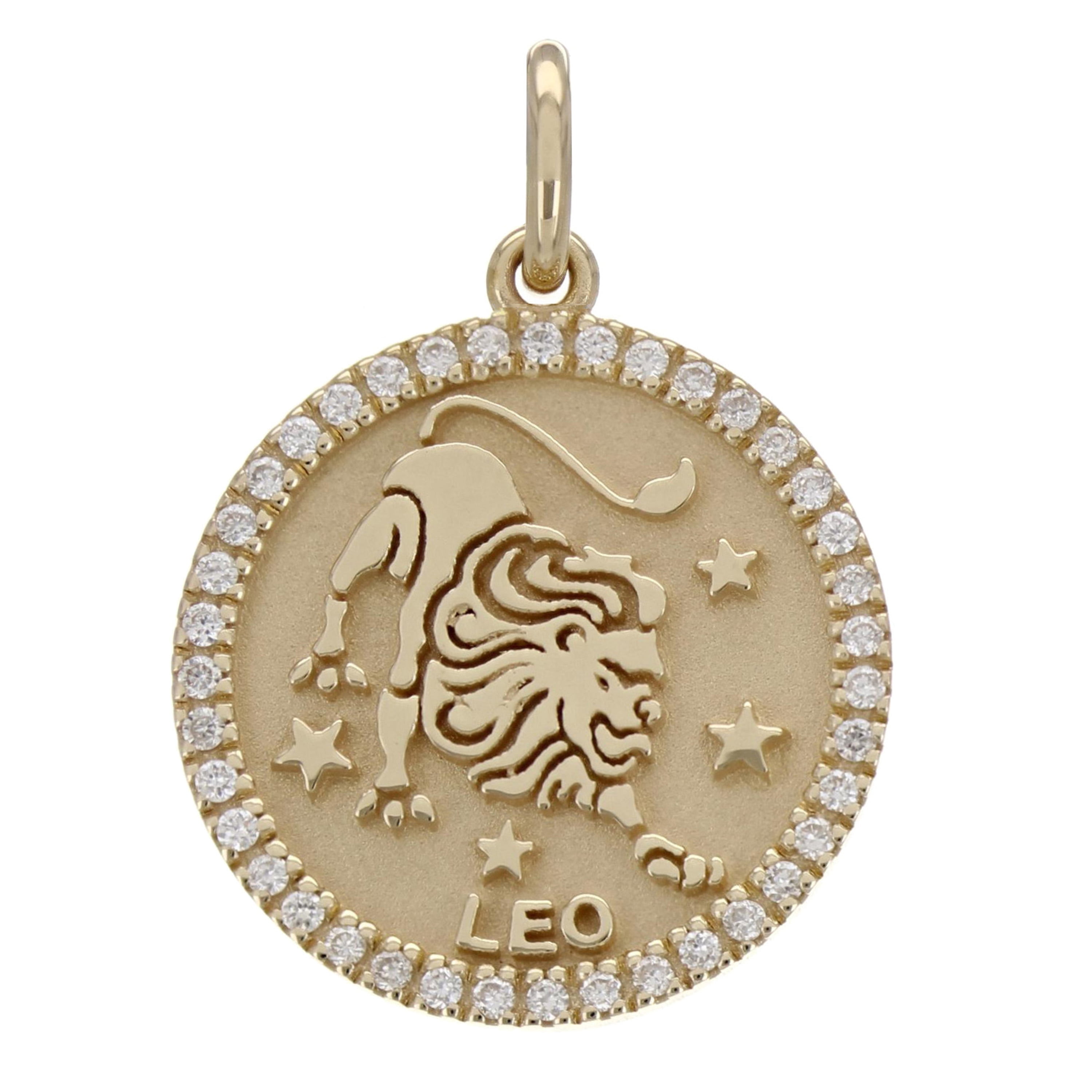 14k Yellow Gold Diamond Zodiac Sign Leo Pendant - Leo,Yellow - Walmart.com